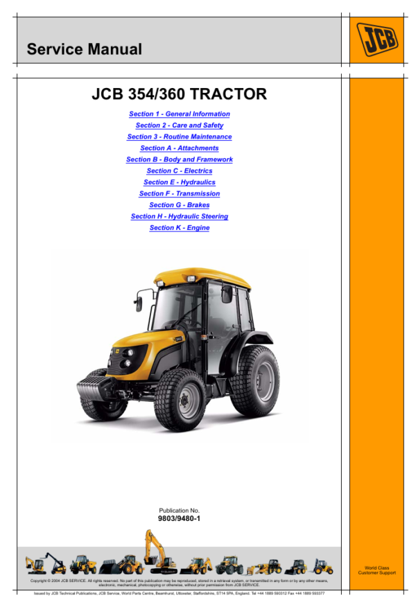 JCB 354 Tractor Service Repair Manual